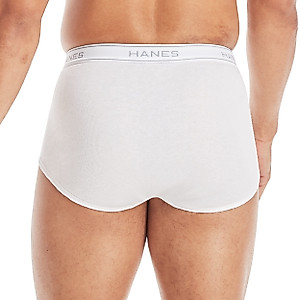Hanes Mens Moisture-wicking Cotton Briefs, Available In White And Black, Multi-packs, White - 6 Pack, Large US