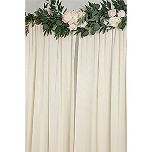 Cytdkve 2 Panels 4.8 Feet x 10 Feet Butter Cream Velvet-Like Wedding Backdrop Curtain Drapes, Silky Soft Window Curtains Panels for Wedding Ceremony Birthday Party Decorations