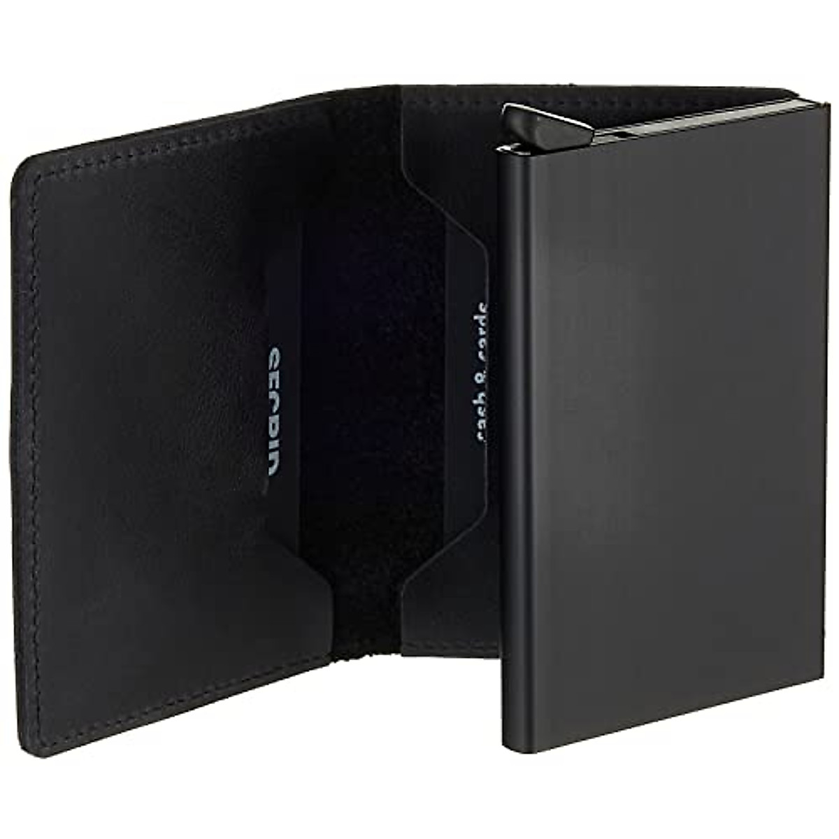 Secrid Men Slim Wallet Genuine Leather RFID Card Case Max 12 Cards, Black, 14mm slim