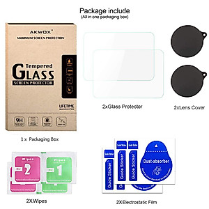 AKWOX [4 Pack] Tempered Glass Screen Protector for Gopro Max Action Camera (2-Pack) & Lens Cap Cover (2-Pack)