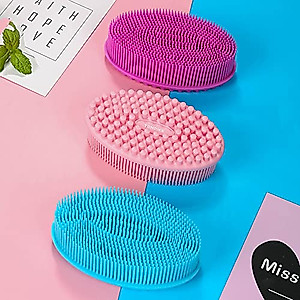 Silicone Body Scrubber Loofah - Set of 3 Soft Exfoliating Body Bath Shower Scrubber Loofah Brush for Sensitive Kids Women Men All Kinds of Skin
