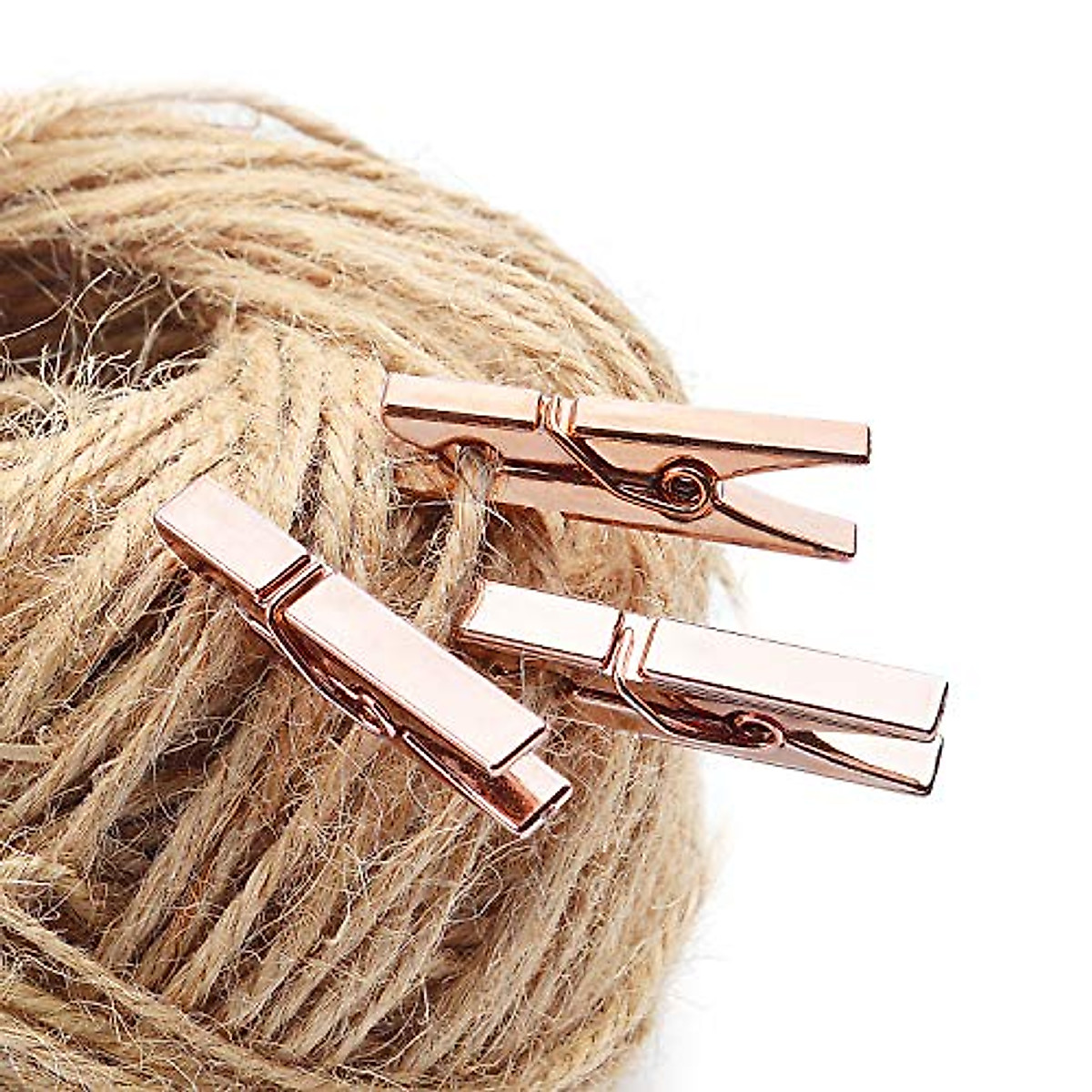 Jdesun 50 Pieces Photo Clips,Mini Plastic Picture Paper Clip Clothespins Peg for Office,Home,Arts(Rose Gold)