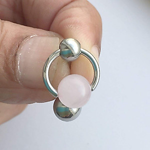 PODOL STAR Love Stone Rose Quartz Stone VCH Piercing Barbell.