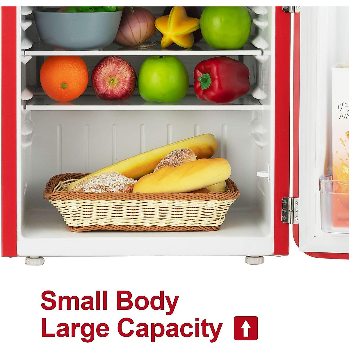 DISHUP 1.6 Cu.Ft Classic Retro Compact Refrigerator, Single Door Mini Fridge with Freezer, Small Drink Chiller with Small Beauty Cosmetics Skin Care Refrigerated for Home,Office,Dorm or Cabin(Red)