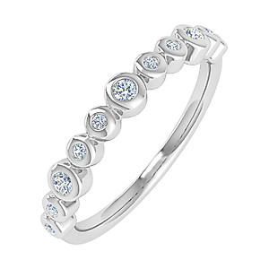 1/5 Carat Bezel Set Diamond Wedding Band Ring in 10K White Gold (Ring Size 10) (I1-I2 Clarity)