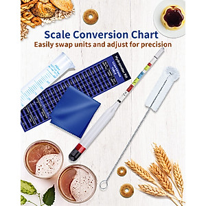 Hydrometer Test Kit, Triple Scale Alcohol Tester Hydrometer for Wine, Beer, Kombucha & Mead, Wine Making Kit, (ABV Tester, Brix, Specific Gravity Hydrometer) + Hydrometer Test Jar for Home Brewing Kit