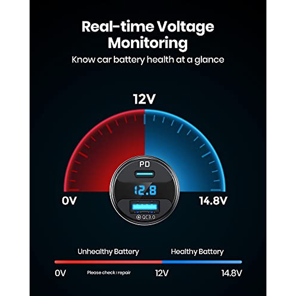 INIU USB C Car Charger, 66W Total [USB C+USB A] Car Charger Adapter with PD & QC, Fast Charging All Metal Tiny Car Phone Charger for iPhone 14 13 12 11 X Pro Samsung S21 Pixel iPad MacBook Air Tablet