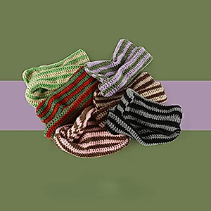 Fairy Grunge Crochet Hats Y2K Cat Ears Knitted Slouchy Beanies Alt Headwear Accessories (Black,M(56-58cm))