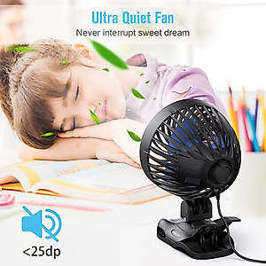 BESKAR Portable Clip on Fan - 6 inch Personal USB Fan with CVT Speeds, Adjustable Tilt, Quiet Operation Small Cooling Fan for Office Desk Dorm Bed Stroller -Supercar Clamp