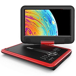ieGeek 11.5" Portable DVD Player with SD Card/USB Port, 5 Hour Rechargeable Battery, 9.5" Eye-Protective Screen, Support AV-in / Out, Region Free, Red