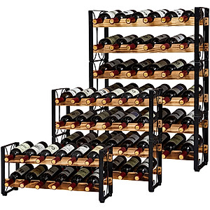 X-cosrack Stackable Rustic 36 Bottle Wine Rack, Freestanding Floor Wine Holder Stand Can Used Separate or Stacked 6 Tier Wobble-Free Wine Display Storage Shelf for Kitchen 24.5''L x 8.6''W x 33.4''H