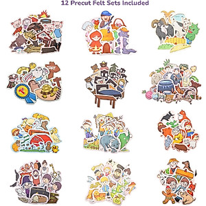 CHEFAN 12 Pack Felt/Flannel Board Story Pieces, PRECUT Felt Pieces for Preschool Toddlers, Three Little Pigs, Goldilocks and The Three Bears