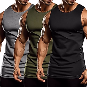 COOFANDY Men's 3 Pack Workout Tank Tops Sleeveless Gym Athletic Shirts Bodybuilding Fitness Muscle Cut Off Tee Shirt