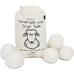 Wool Dryer Balls Organic XL 6-Pack by Ecoigy, Reusable Natural Fabric Softener for Laundry, Dryer Sheets Alternative, New Zealand Wool, Speed Up Dry Time, Cut Energy Costs