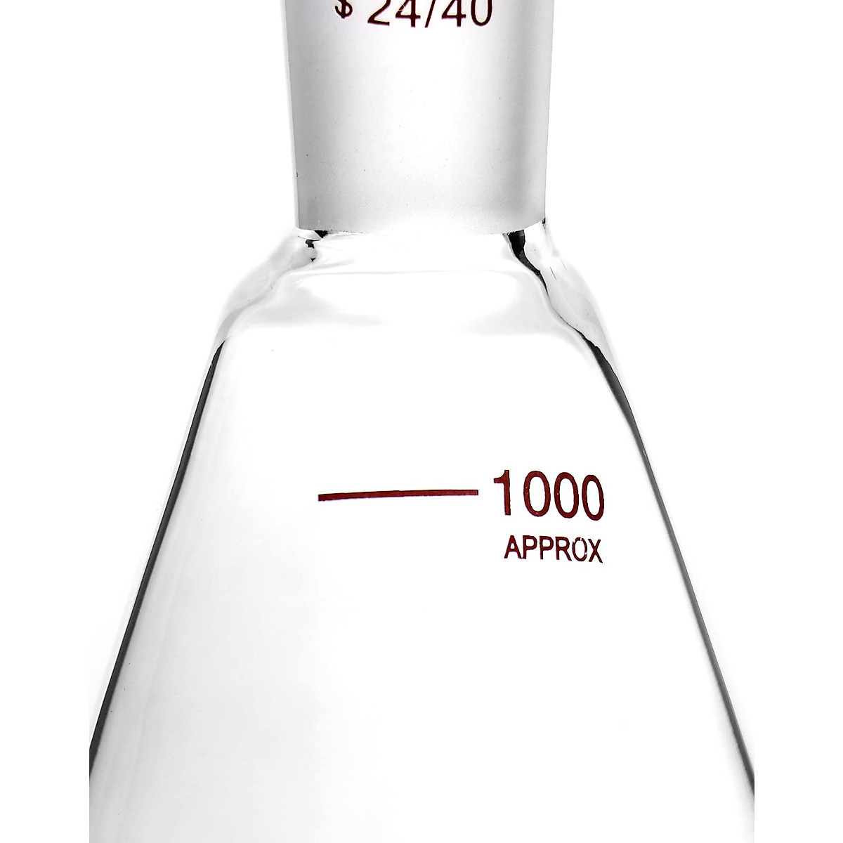 QWORK 1000 mL Borosilicate Glass Erlenmeyer Flask, Thick Wall Flask with 24/40 Outer Joint