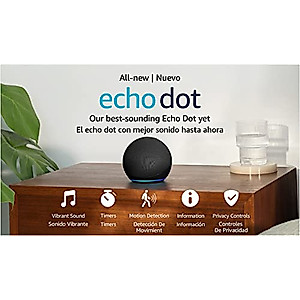 All-New Echo Dot (5th Gen, 2022 release) | International Version with EU Power Adaptor | Smart speaker with Alexa | Charcoal