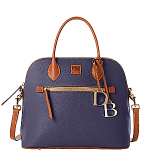 Dooney & Bourke Satchel Bags for Women, Pebble Grain Leather Domed Satchel Handbag with Optional Crossbody Bag Strap - Blue
