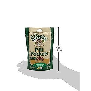 FELINE GREENIES PILL POCKETS for Cats Natural Soft Cat Treats, Salmon Flavor, 1.6 oz. Pack (45 Treats)