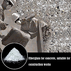 Marsui 10 lb 3/4'' (19 mm) Fiberglass for Concrete Cement Mortar Mix, Reinforcement Anti Seepage Anti Cracking White Fibers Fiberglass for Concrete Building Walls Garden Floor
