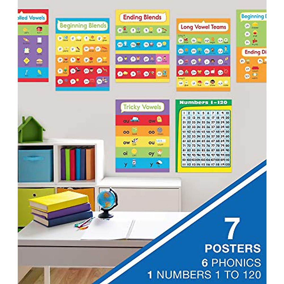 Carson Dellosa (CAS0P) First Grade Homeschool Kit for Kids – Elementary Math, Phonics, Sight Word Activities, Learn to Tell Time for Learn at Home (8pc) (145191)