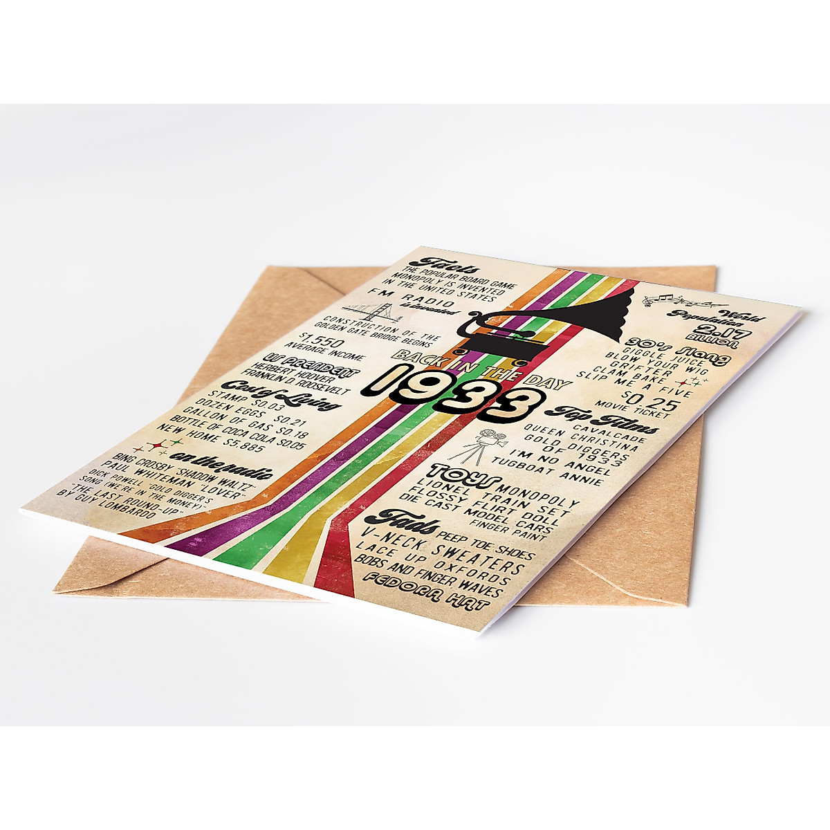 Katie Doodle - Super Cute, 92nd Birthday Card, (Handmade in USA), 92nd Birthday Gifts for Women, 92nd Birthday Gifts for Men, 92nd Birthday Decorations for Men or Women, 1933