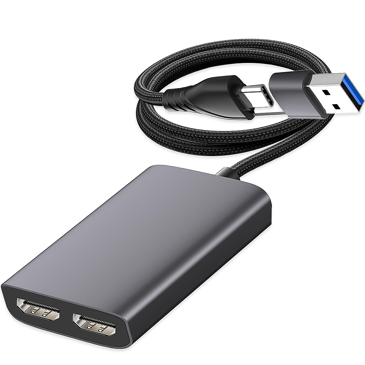 MacBook Laptop Docking Station Dual Monitor, USB to Dual HDMI Adapter for Monitor, USB C to HDMI 1080P, Dual Monitor Adapter Compatible with MacBook Pro Air M1 M2 MacOS 10.15 and Above, Windows 10,11