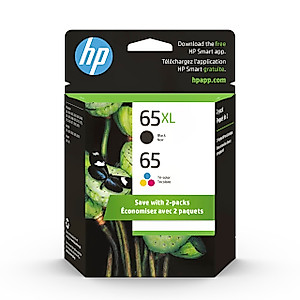 HP 65XL/65 High-Yield Black And Tri-Color Ink Cartridges, Pack Of 2, 6ZD95AN