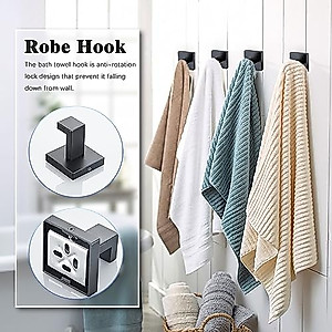 8-Piece Bathroom Hardware Accessories Set, Towel Bar Sets Include Towel Bar Towel Holder Toilet Paper Holder Towel Hook,16 inch Bath Accessories Kit，Matte Black