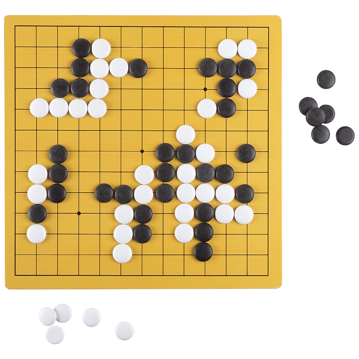 Go Board Game Set - Beginner's Two Player Strategy Game with Reversible Board and Melamine Pieces for Adults and Children