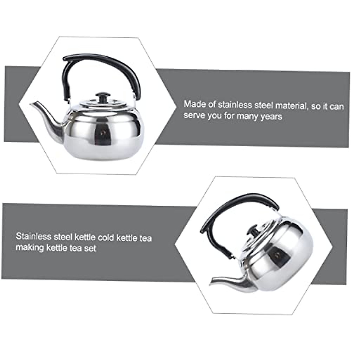 CRAFTHROU Stainless Steel Teapot Coffee Filtration Teapot Portable Tea Kettle Stove Kettle Multi-function Tea Kettle Retro Espresso Machine Stainless Water Kettle Portable Kettle Silver