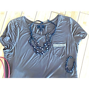 Peacock Black Pearl Bib on Black Leather Cord