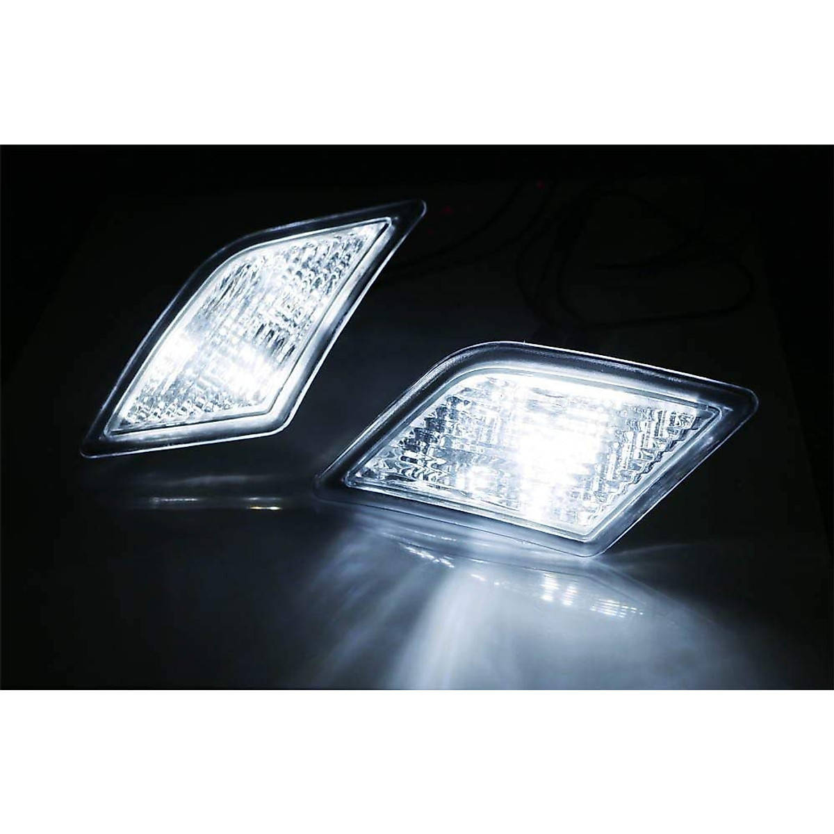 iJDMTOY Euro Clear Lens Front Side Marker Lights w/White LED Replacement Bulbs Compatible With 2008-11 Mercedes Pre-LCI W204 C250 C300 C350 & 2008-2013 C63 AMG, Replace OEM Amber Sidemarker Lamps