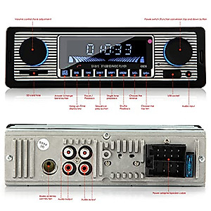 RuiFuDio Classic Bluetooth Car Stereo,Single Din Bluetooth Audio and Hands-Free Calling,Built in Microphone,FM Radio Receiver with USB,AUX in,SD Card Port,Wireless Remote Control,Clock Display,60W× 4