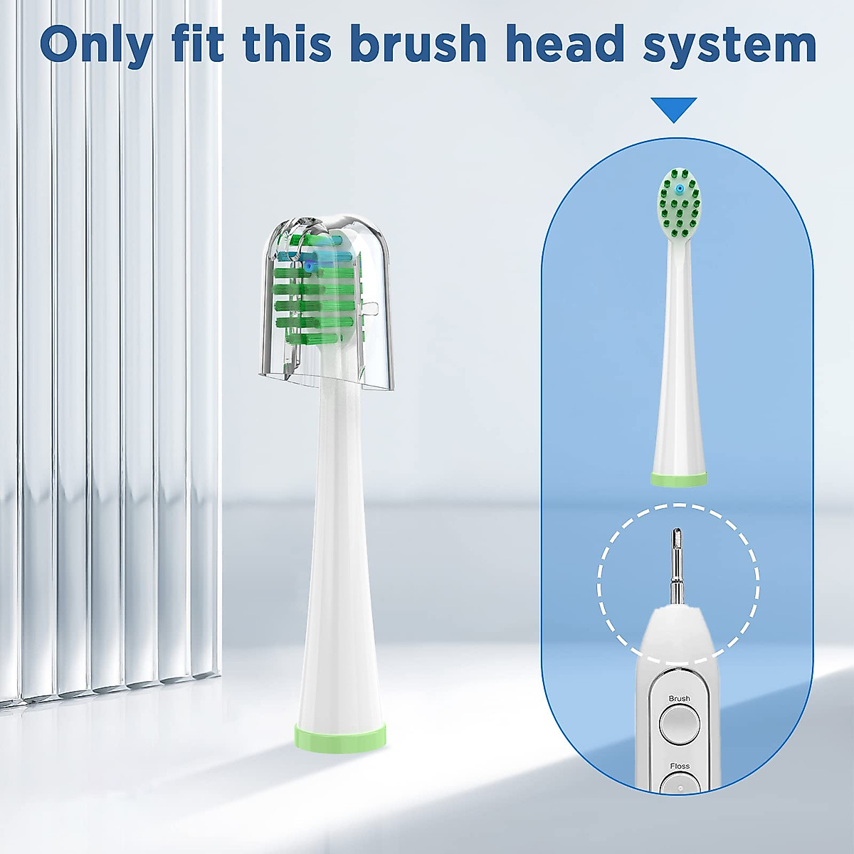 Replacement Toothbrush Heads for Water Pik Sonic Fusion (SF-01 / SF-02 / SF-03 / SF-04), Compact, with Covers, 3 Count, White