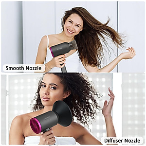 Hair Dryer with Diffuser 1850W Ionic Travel Blow Dryer Foldable Hair Dryer Fast Drying for Women Thick and Curly Hair Without Hair Damage