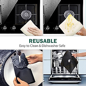 Stove Burner Covers - Gas Stove Protectors Black 0.2mm Double Thickness, Reusable, Non-Stick, Fast Clean Liners for Kitchen/Cooking. Stove top Covers Gas Burners Size 10.6" x 10.6" BPA Free(8 Packs)