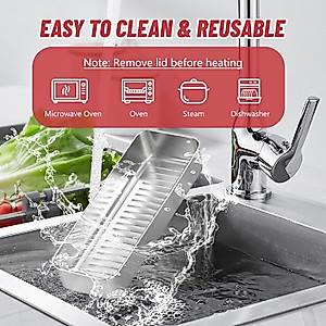 Rarapop Bacon Container with Lids for Refrigerator, Stainless Steel Deli Meat Storage Containers with Elevated Base, Airtight Fridge Storage Containers Cheese Keeper, Dishwasher Safe【1 Pack】