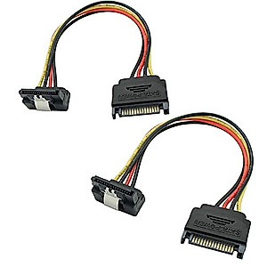 Tivid sata Power 90 Degree Adapter SATA 15pin Power Extension Cable,SATA 15 Pin Male to 90 Degrees Female Power Cable Adapter,0.5ft