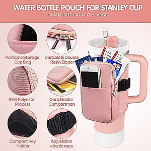 8PCS Water Bottle Pouch for Stanley Cup Fanny Pack Accessories Spill Leak Proof Stopper Set for Stanley 2.0 40oz/30oz,Gym Accessories for Women Tumbler Accessories Running Water Bottle Handheld Caddy