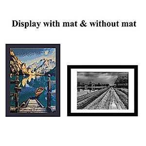 TeinJin 10x14 Picture Frames Made of Solid Wood Display 8.5x11 with Mat or 9.5x13.5 without Mat Diamond Painting Frame Wall Hanging or TableTop(Black)