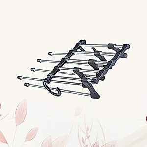 TOPBATHY Hook Hanger Retractable Pants Hangers 5 Layers Stainless Steel Non Slip Pants Hangers Space Saving Clothes Slack Hangers Black Coat Hangers