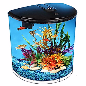 Koller Products AquaView 3.5-Gallon Plastic Aquarium Starter Kit with Power Filter & LED Lighting (7 Color Selections), Ideal for a Variety of Fish,Tropical Fish - Betta Fish