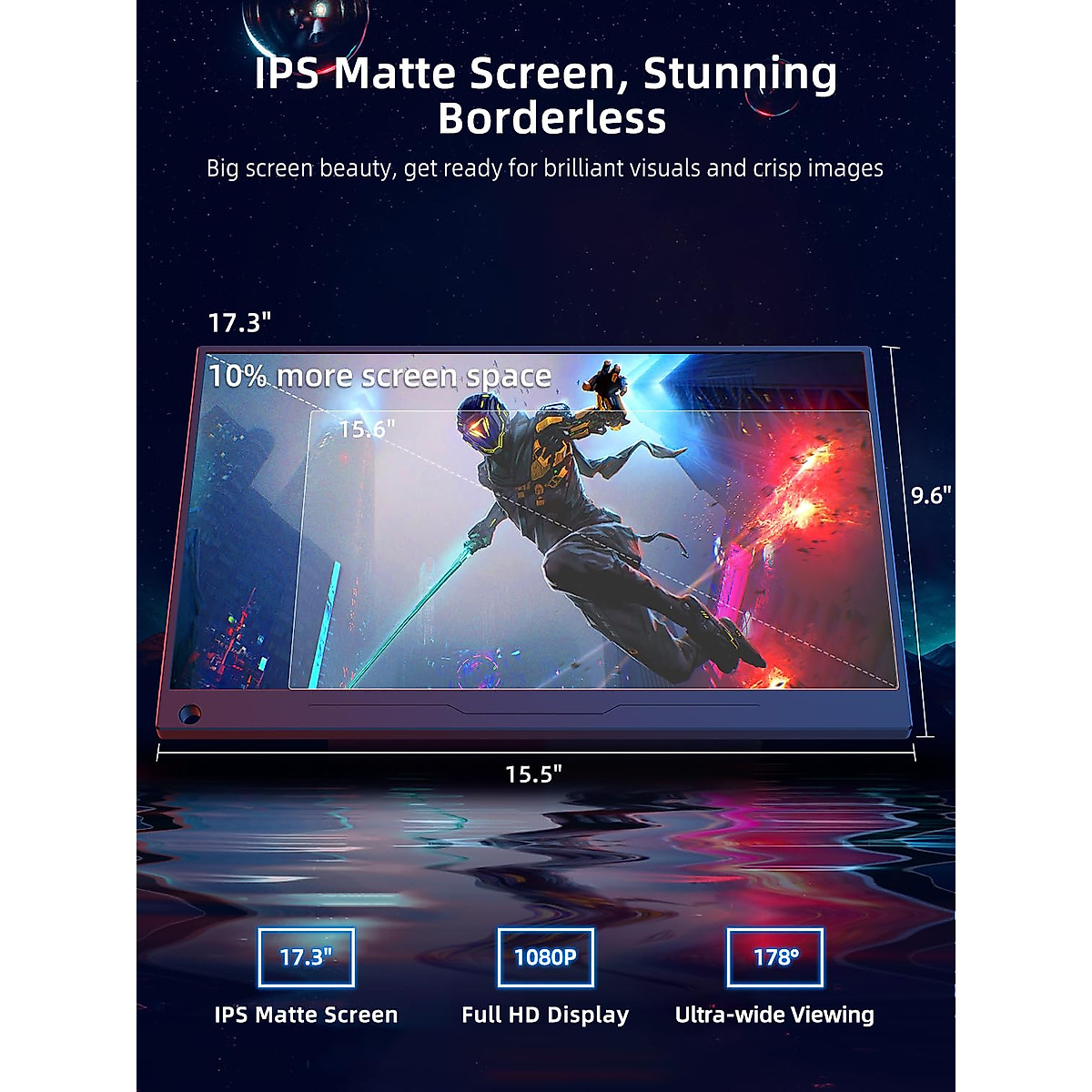 UPERFECT Portable Monitor, 17.3" 144Hz Portable Gaming Monitor AMD FreeSync FHD 1080P HDR IPS Laptop Computer Monitor w/VESA & Case USB C External Screen for Esports