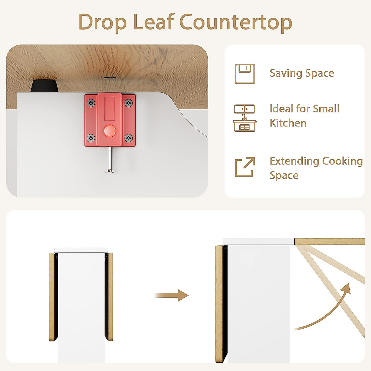 Alkmaar Folding Dining Table, 47.2" D x 23.6" W x 29.5" H, Pear Wood Color and White