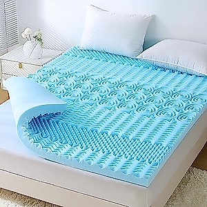 HUXMEYSON Foam Mattress Topper Queen, 7 Zone Cooling Mattress Topper with Gel Infused, Egg Crate Bed Topper Mattress Pad, CertiPUR-US Certified, 2 Inch (60 * 80 Inch)