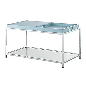 Convenience Concepts Palm Beach Coffee Table with Removable Trays and Shelf, Sea Foam