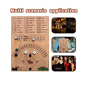 GAOMEIDA Baseball Dice Board Game Wooden Dice and Marbles Board Game Fun Baseball Board Game with dice for Kids Adults Gift,