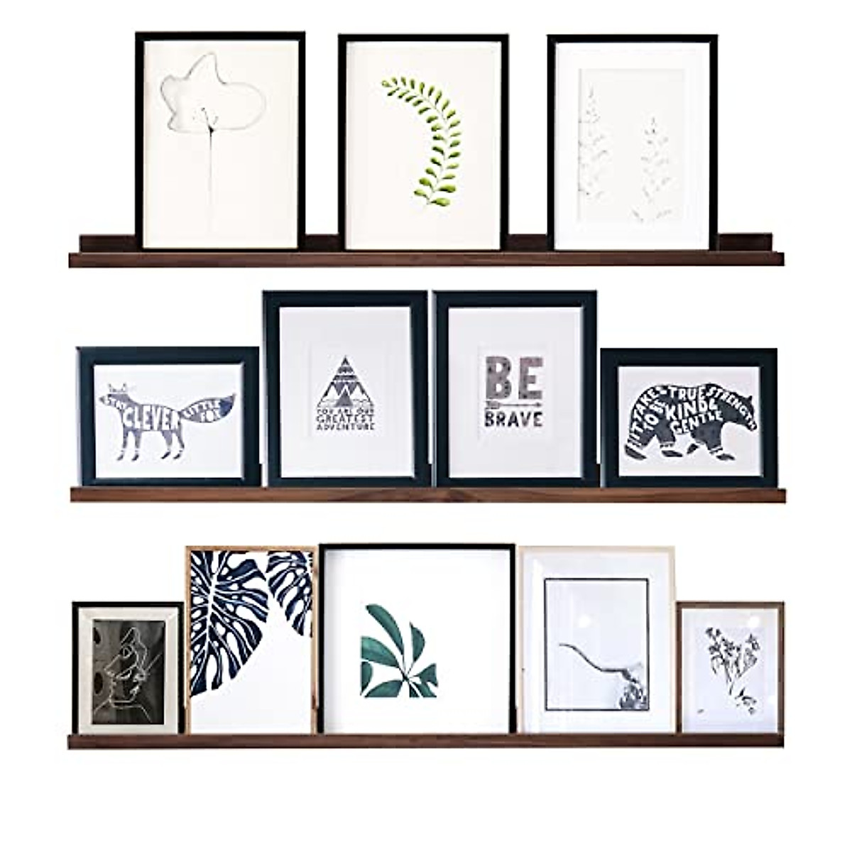 AZSKY 36 Inch Wall Mounted Floating Shelves for Home Decoration,Picture Display Wall Ledge Shelf for Bedrooms,Office,Living Room, Kitchen, Deep Walnut Wood Wall Shelf,3 Same Sizes