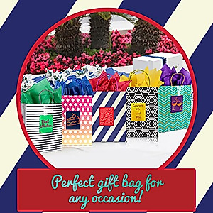 PURPLE LADYBUG 10 Premium Large Gift Bags for Presents with Handles - Unique Gift Bags Large Size with 5 Designs - Assorted Mothers Day Gift Bags - Great Birthday Gift Bag, Easter Gift Bags, & More