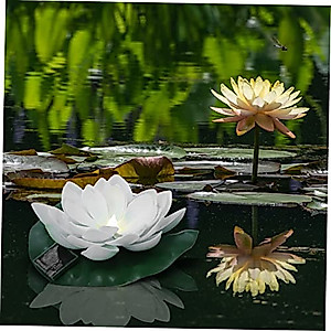 LABRIMP Outdoor Solar Lights LED Decorative Night Lily for Lights Solar Pool Light Swimming Floating Decoration Flower Pad Lamp Outdoor Garden Pond Accessories Solar Lights